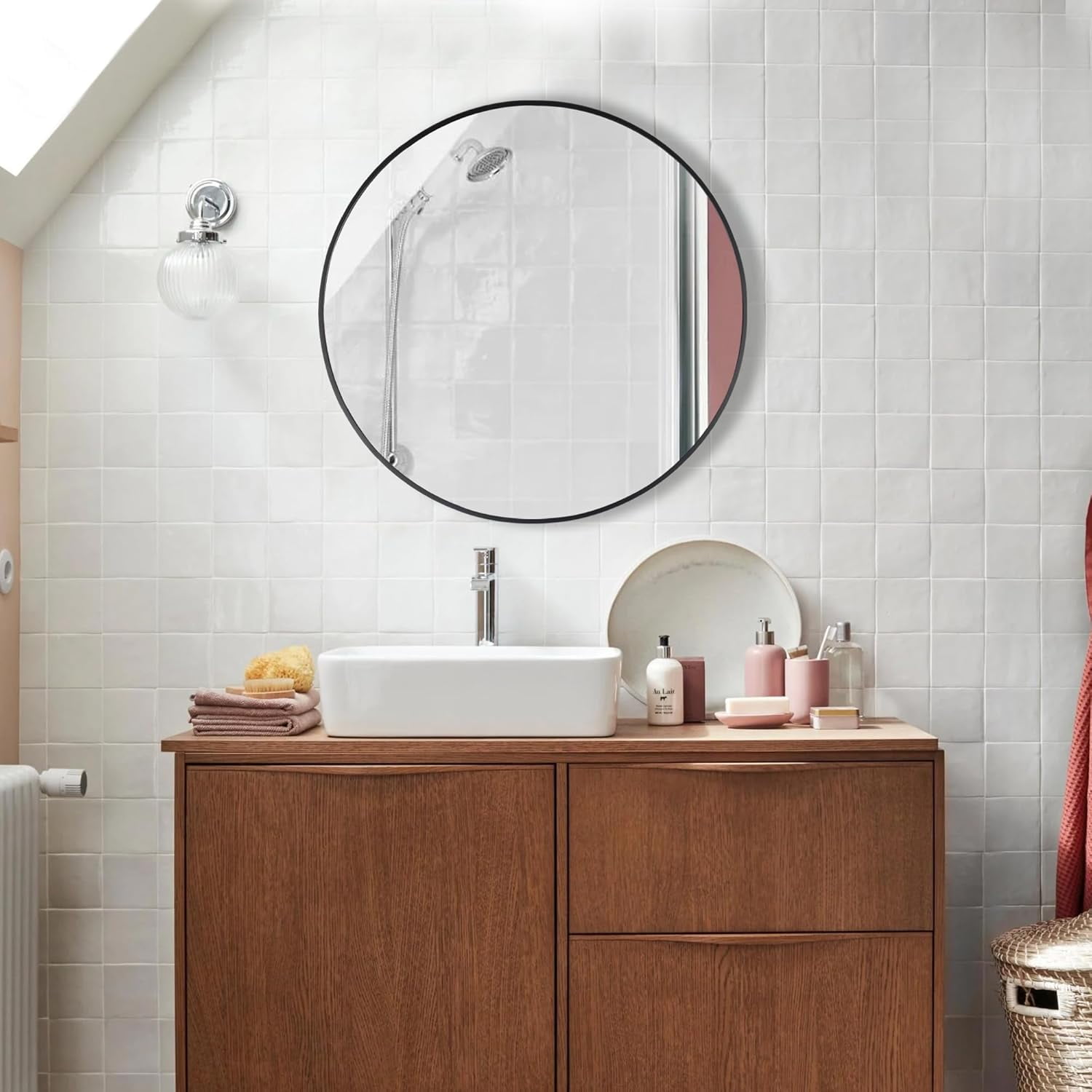 30 Inch Round Mirror, Black Round Mirror, Round Wall Mirror Aluminum ...