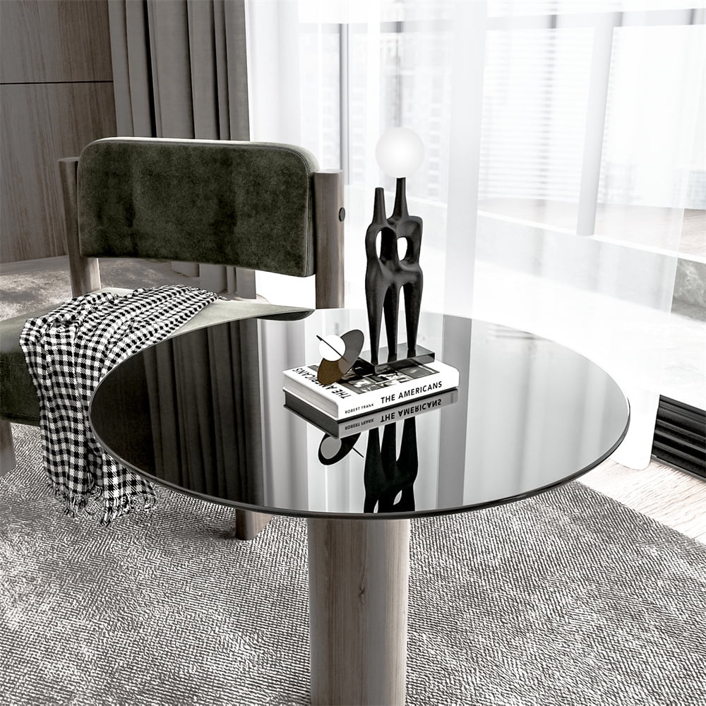 30" Inch Round Tempered Glass Table Top Black Glass 1/4" Inch Thick ...