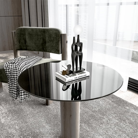 30" Inch Round Tempered Glass Table Top Black Glass 1/4" Inch Thick ...