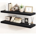 30 Inch Rustic Floating Wall Shelves, 8 Inch Deep Black Floating ...
