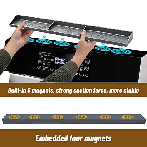 30 Inch Silicone Magnetic Stove Top Shelf with 6 Magnets, Stove Spice ...