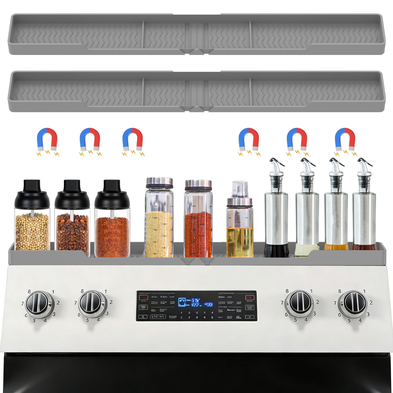 30 Inch Silicone Oven Shelf Heat Resistant Foldable Spice Rack Magnetic ...