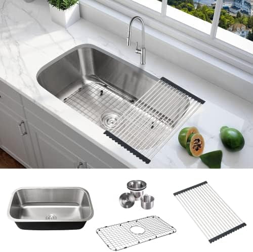 30 Inch Single Bowl Stainless Steel Classic Kitchen Sink with Sink ...