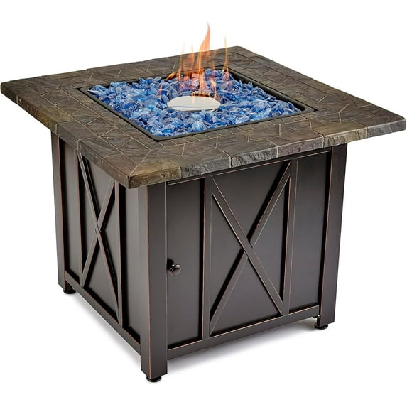 30 Inch Square 30,000 BTU Liquid Propane Gas Outdoor Fire Pit Table w ...