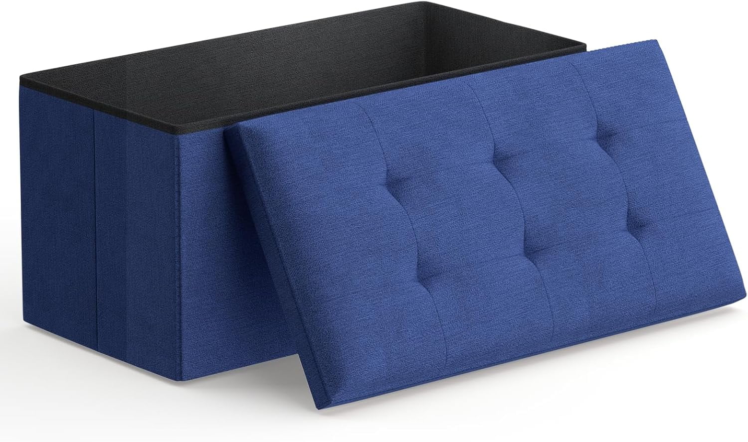 30 Inch Storage Ottoman Bench, Linen Fabric Foldable Foot Rest Paddded ...