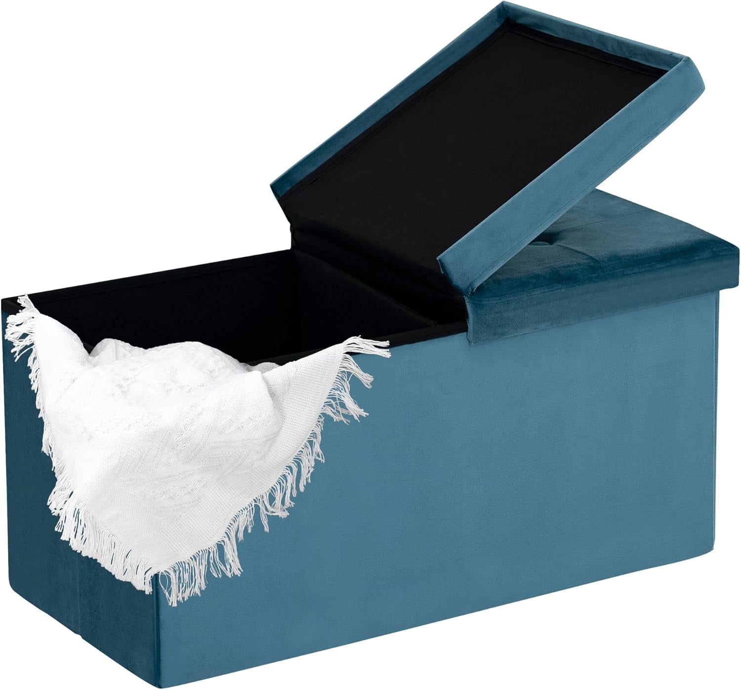 30 Inch Storage Ottoman Bench with Lift-Up Lid, Velvet Foldable ...