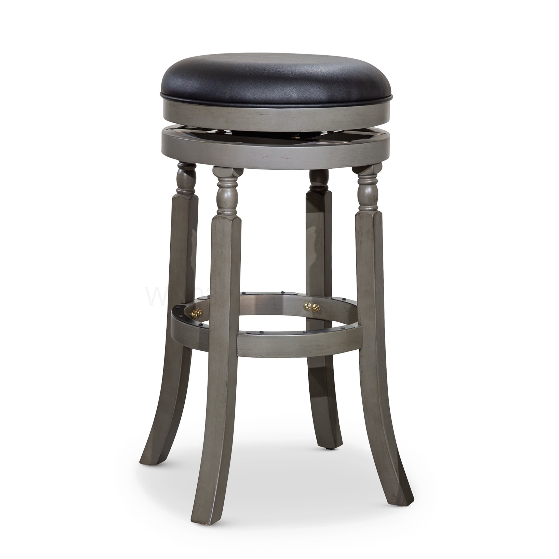 30 Inch Swivel Bar Stool with Bonded Leather Seat, Weathered Gray ...