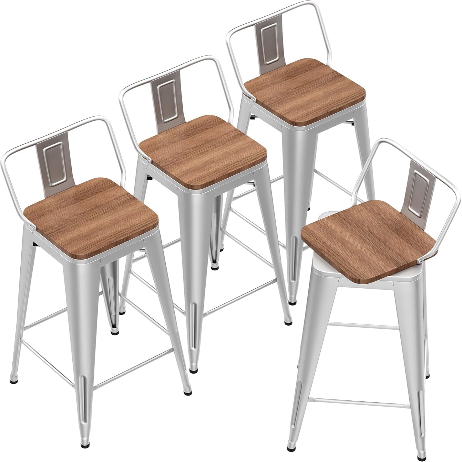 30 Inch Swivel Stools Set of 4 Counter Height Stools Industrial Metal ...