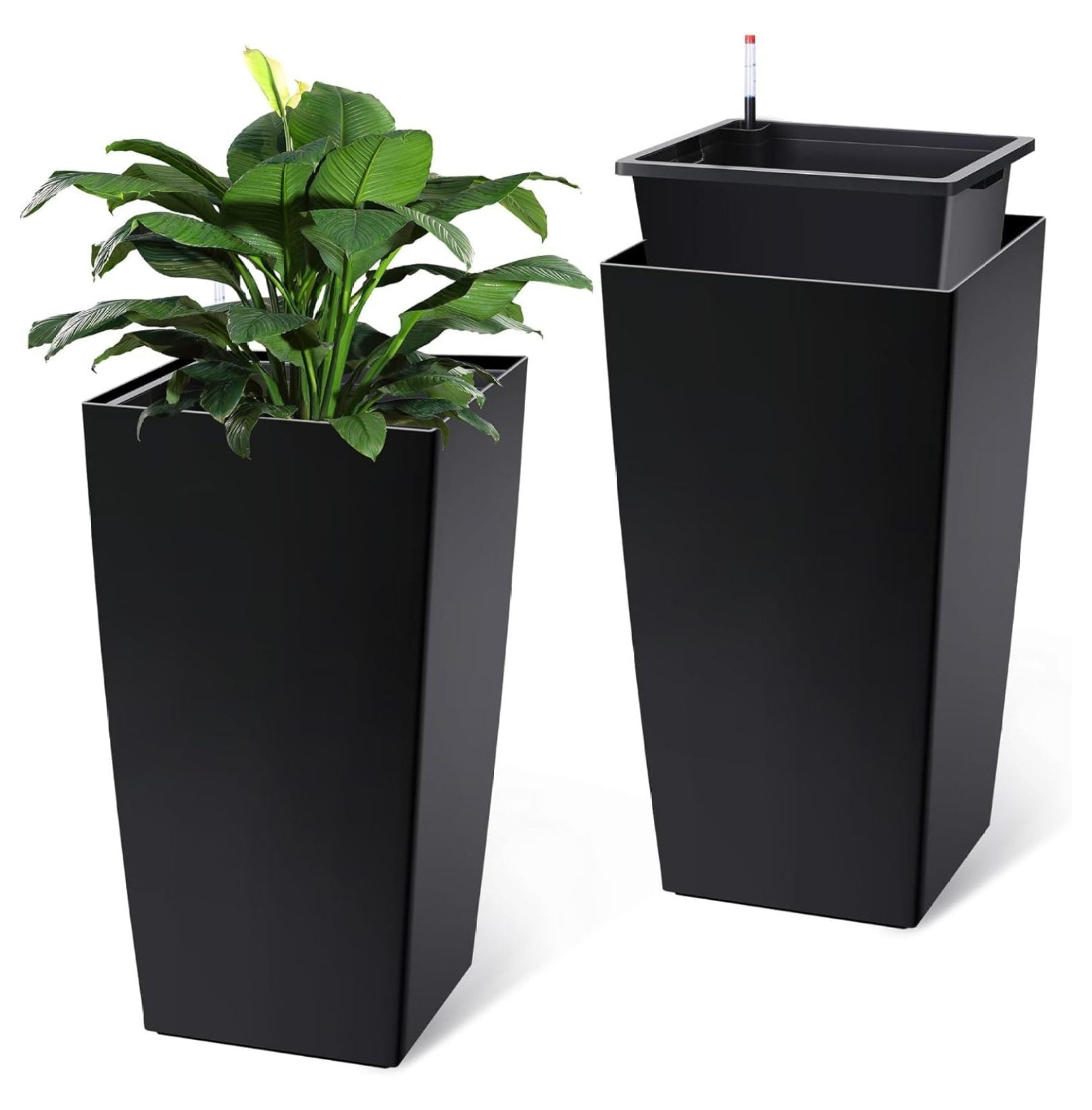 30 Inch Tall Rectangular Planters Set of 2 Large Modern Plant Pots with ...