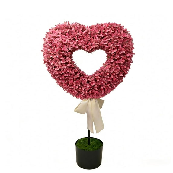 30 Inch Valentine’s Day Heart-Shaped Hydrangea Topiary – Pink ...