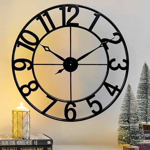 30 Inch Wall Clocks for Living Room Decor, Oversized Large Black Metal ...