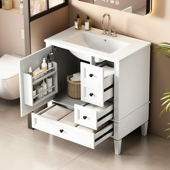 Eviva Nets 44 Inch Natural Oak and Black Wall Mount Modern Bathroom ...