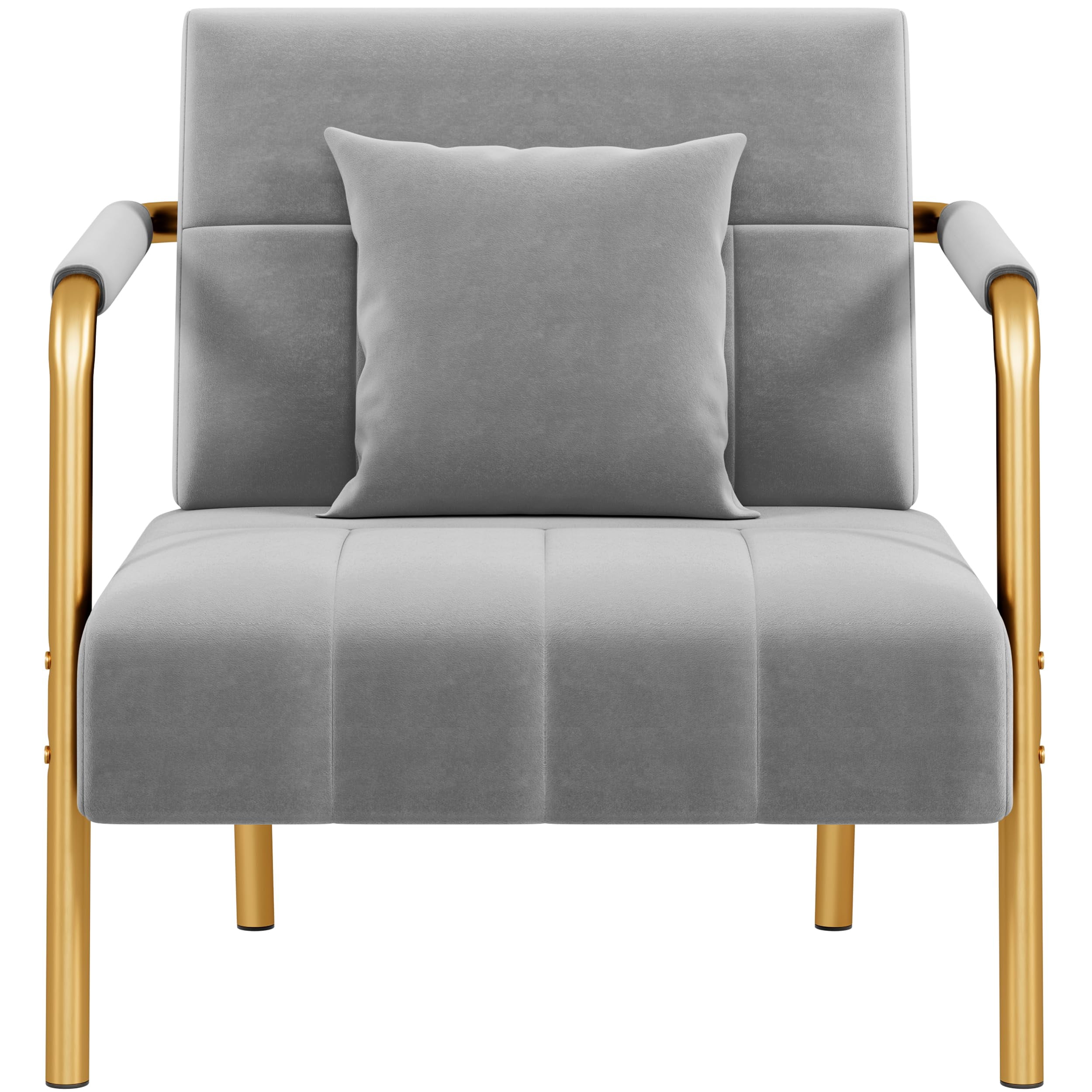 30 Inch Wide Velvet Accent Chair with Golden Frame, Oversized Armchair ...