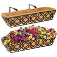 30 Inch Window Deck with Coco Liner Fence Metal Hanging Flower Planter ...