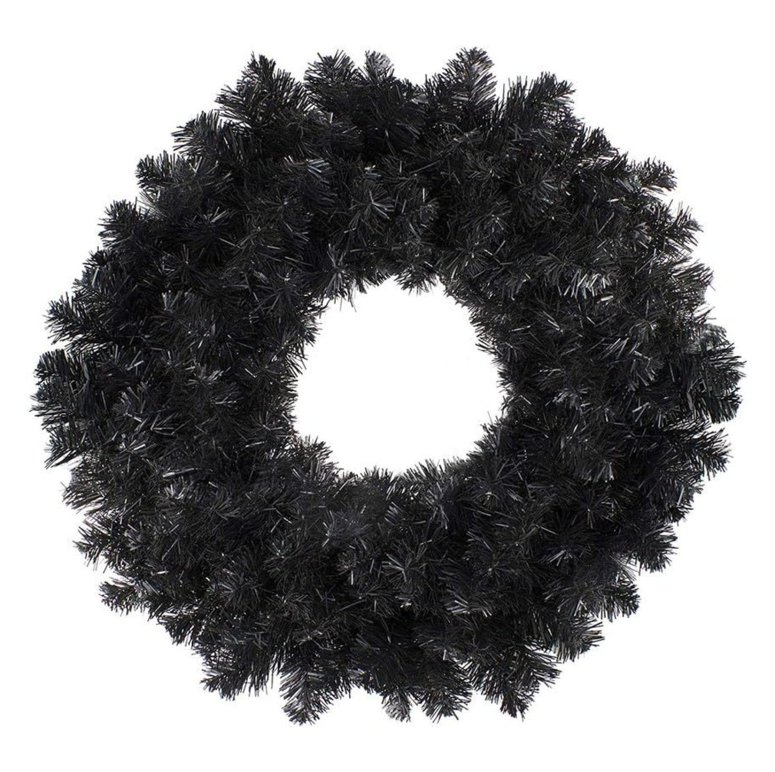 30-Inch ZZYY Canadian Pine Black Artificial Christmas Wreath - Full and ...