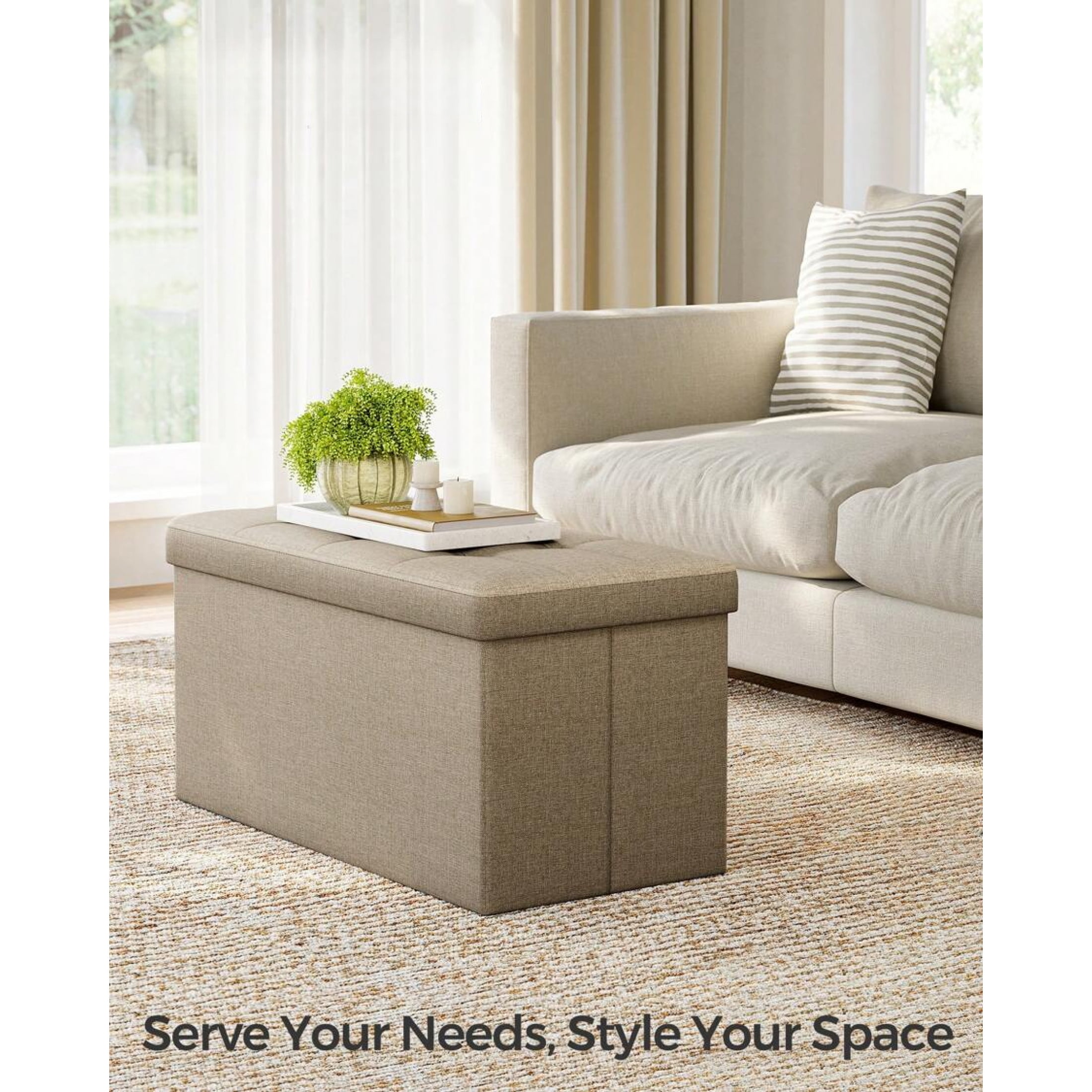 30 Inches Folding Storage Ottoman Bench, Storage Chest, Foot Rest Stool ...