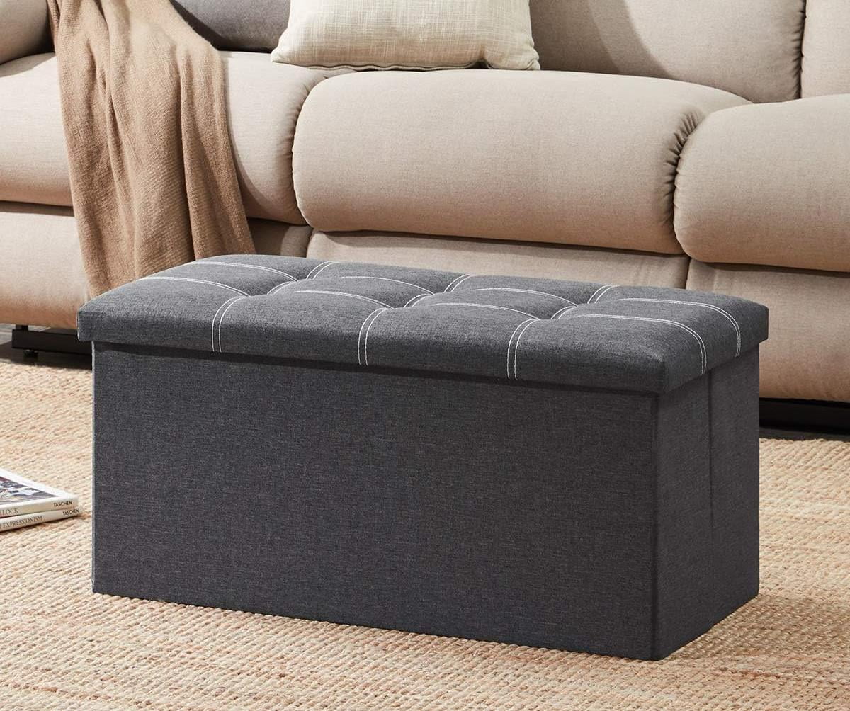 80L Storage Ottoman, Foot Rest Stool, 30 inch Folding Footstool Bench ...