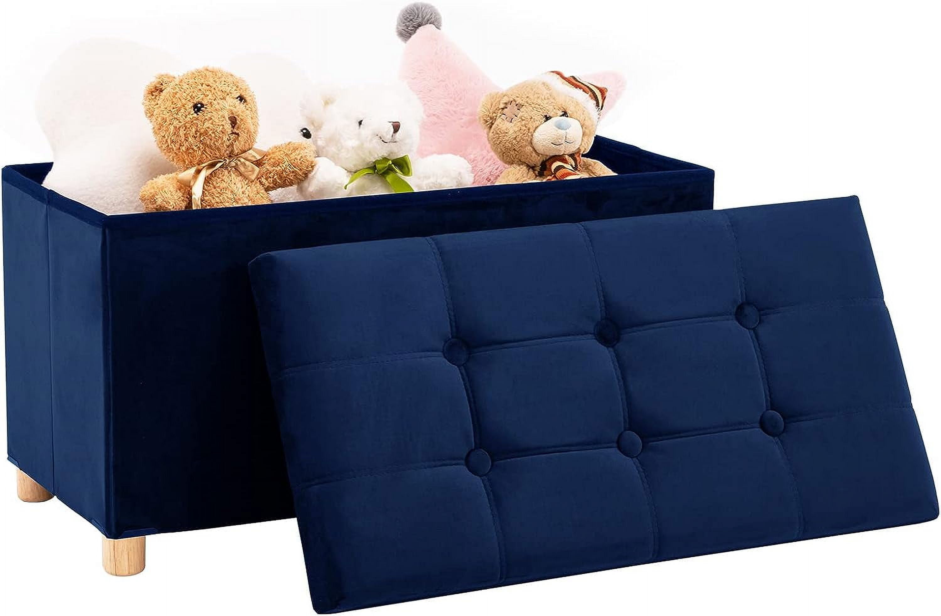 30 Inches Folding Storage Ottoman Bench, Velvet Storage Chest, Footrest ...