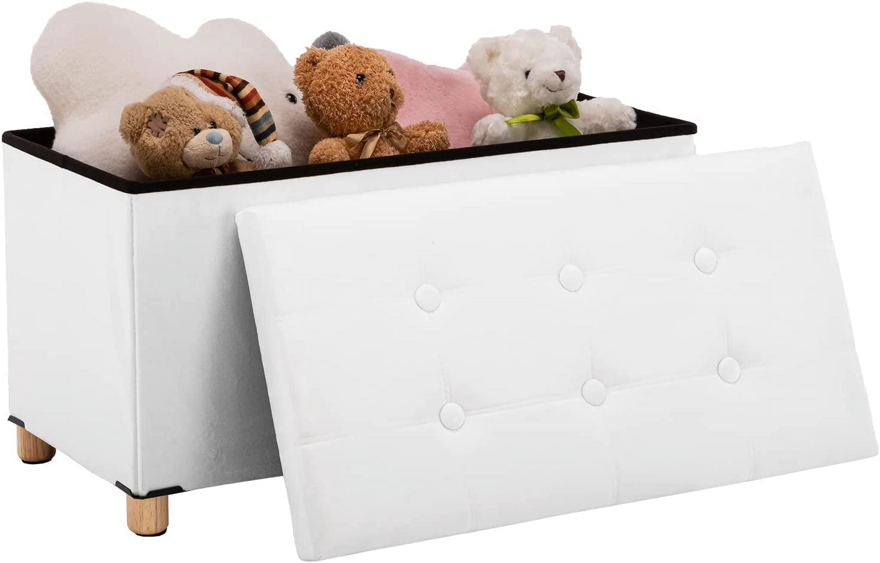 30 Inches Folding Storage Ottoman Bench, Velvet Storage Chest, Footrest ...