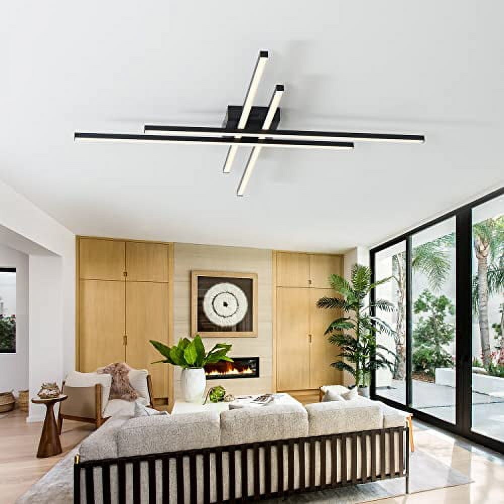 30 Inches Linear Flush Mount Silver 4 Lights LED Dimmable Ceiling Light ...