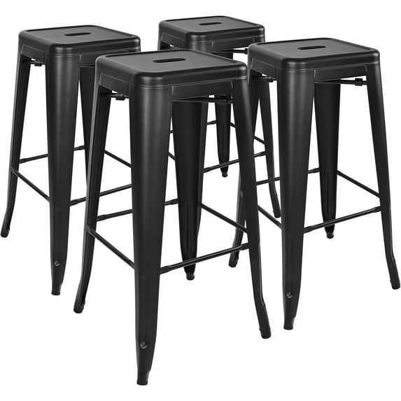 30 Inches Metal Bar Stools, High Backless Stools, Indoor Outdoor ...