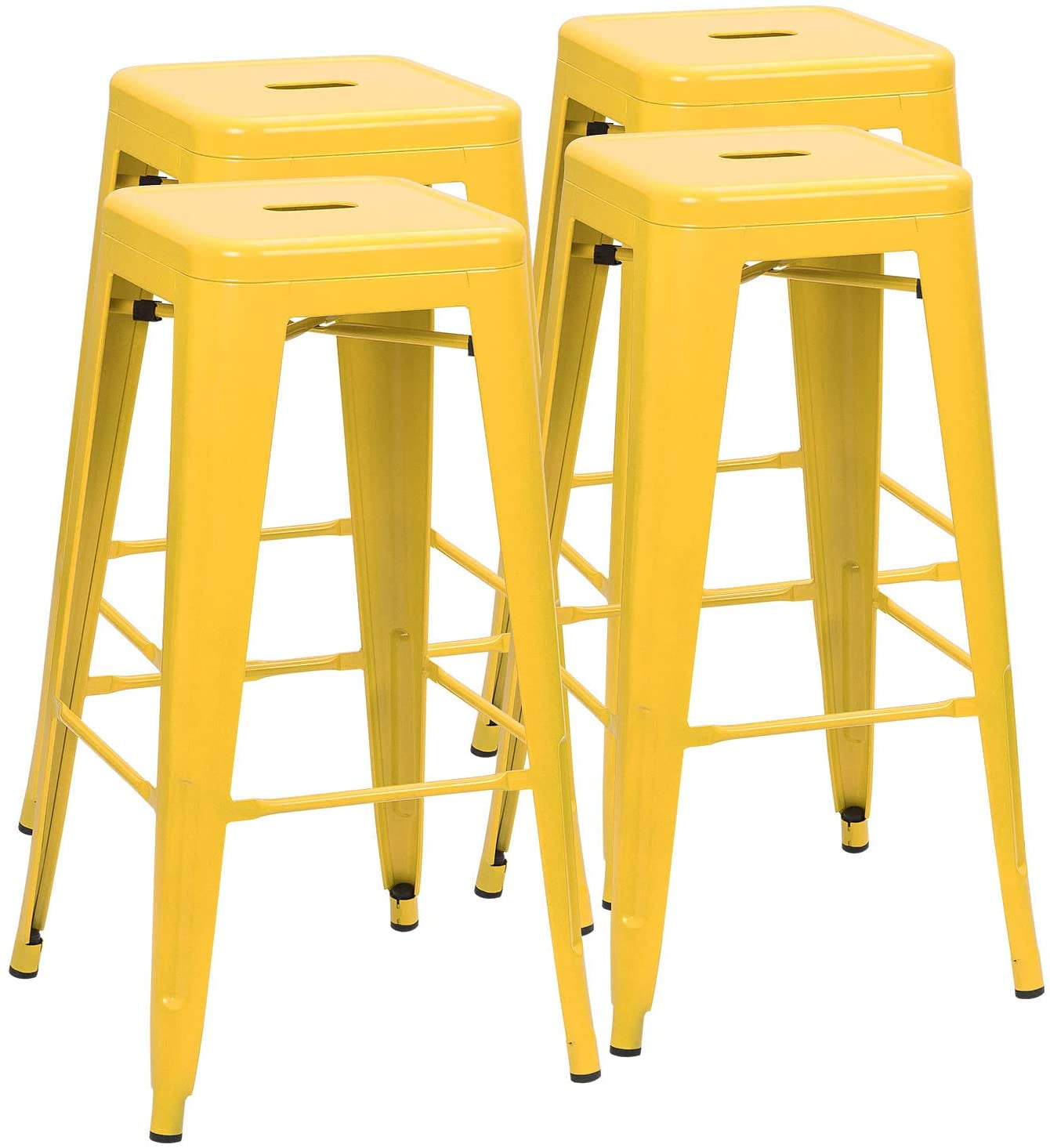 30 Inches Metal Bar Stools, High Backless Stools for Indoor Outdoor ...