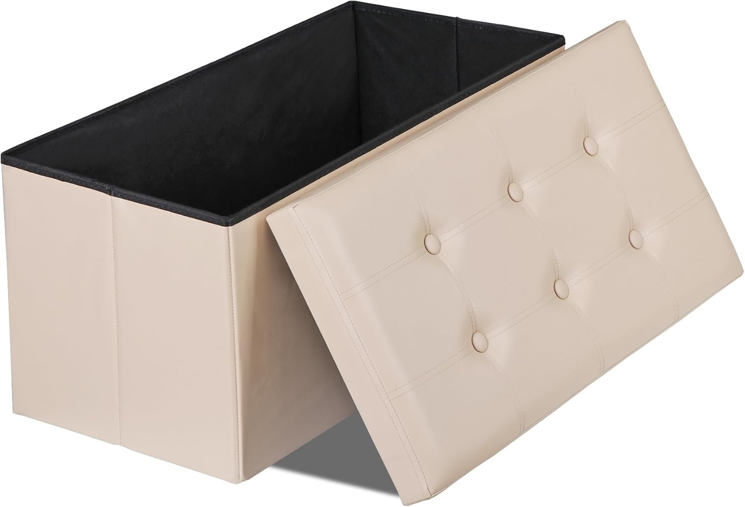 30 Inches Ottoman Storage Bench, Folding Design Storage Chest Faux ...