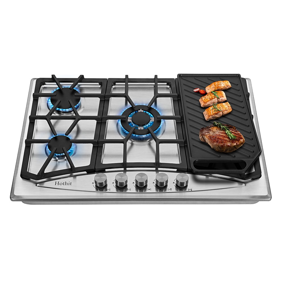 30 Inches Propane Gas Cooktop With Griddle 5 Burner Gas Pressure ...