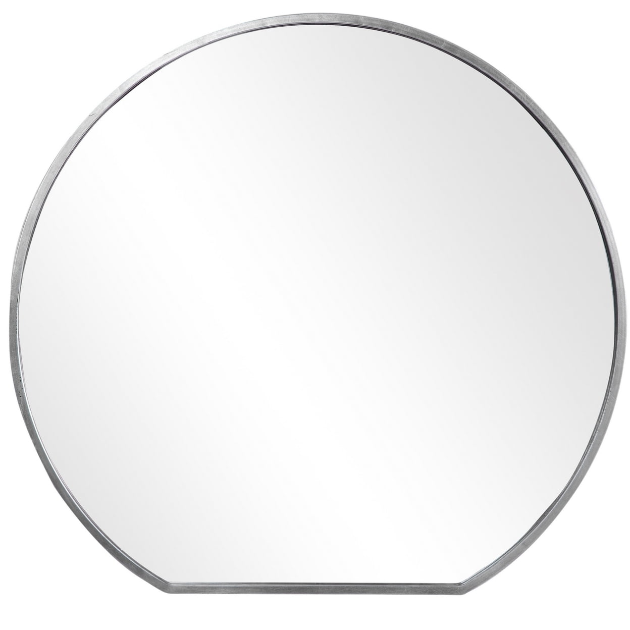 30 Inches Round Metal Wall Mirror with Flat Bottom, Silver - Saltoro ...