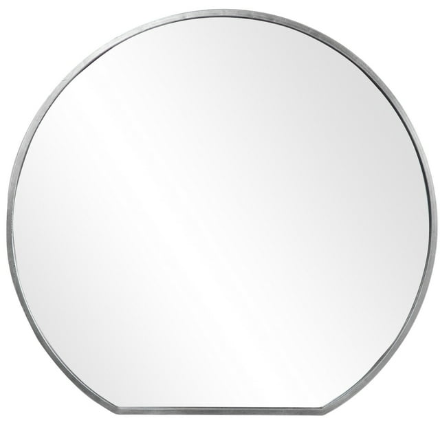 30 Inches Round Metal Wall Mirror with Flat Bottom, Silver - Saltoro ...