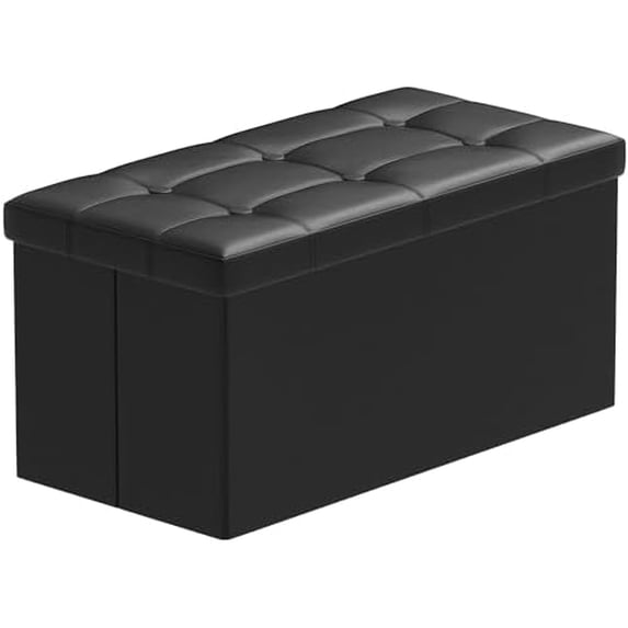 30 Inches Storage Ottoman Bench, Faux Leather Ottoman with Storage ...