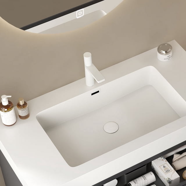 30" Integrated Rectangular Undermount Basin without Drain and Faucet ...