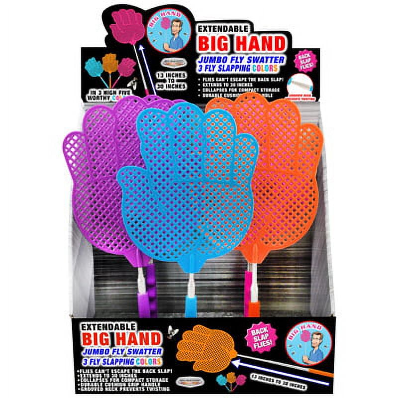 30" Jumbo Extendable Big Hand Fly Swatter Assorted Cool Colors Col ...