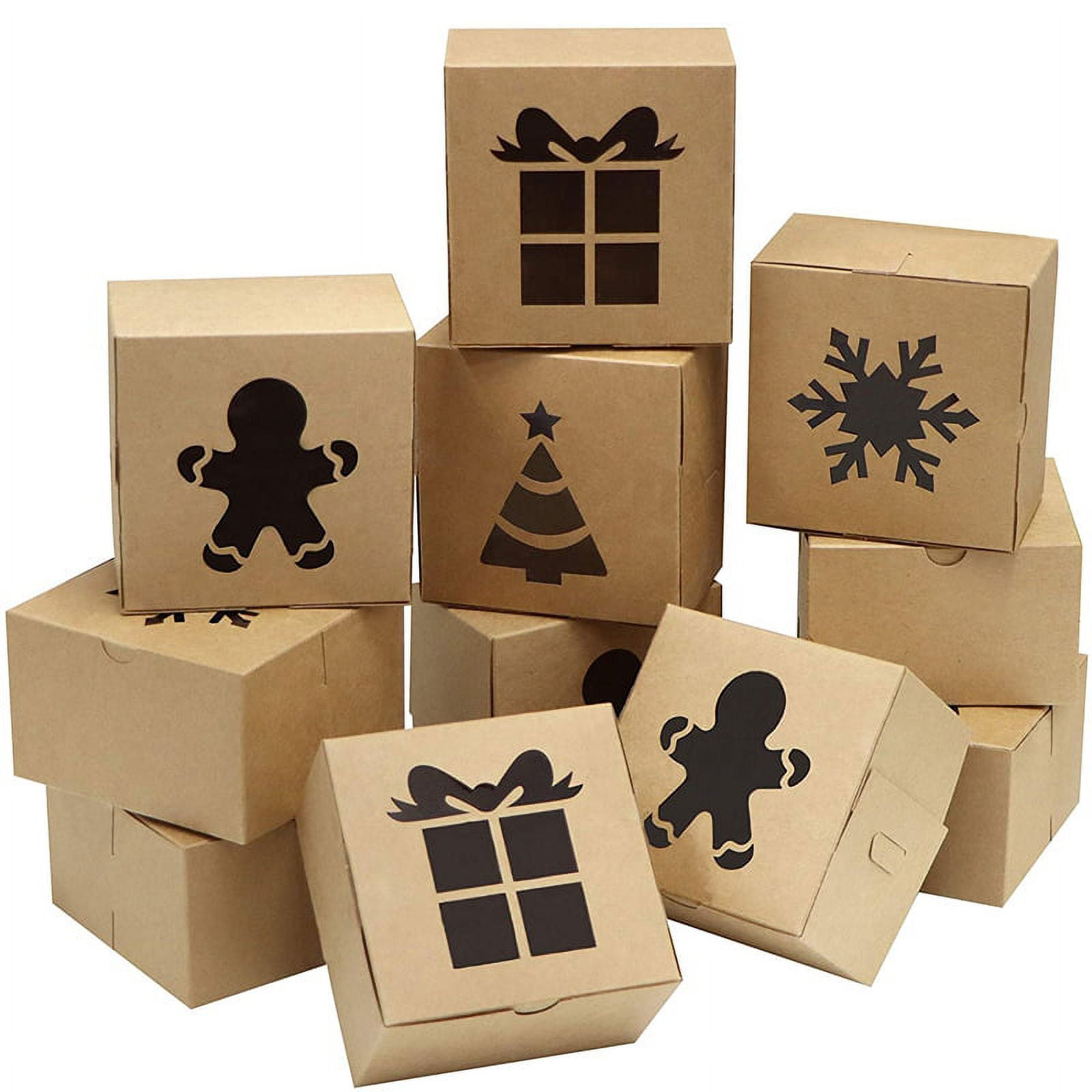 30 Kraft Cardboard Bakery Cookie Boxes Set 4x4x2.5Inch Auto-Popup for ...