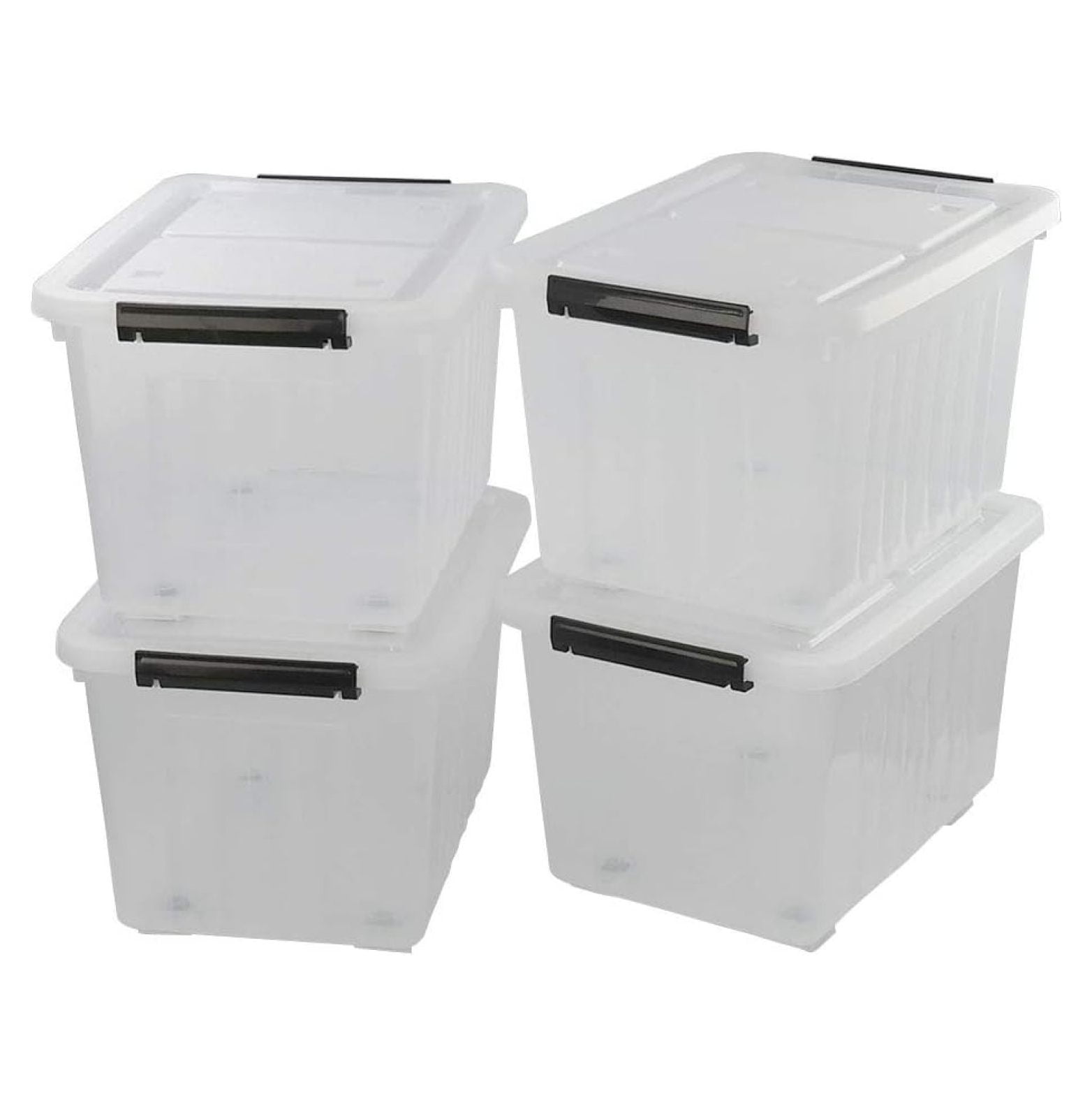 30 L Clear Large Storage Box, 4-Pack Plastic Storage Bins with Lids and ...