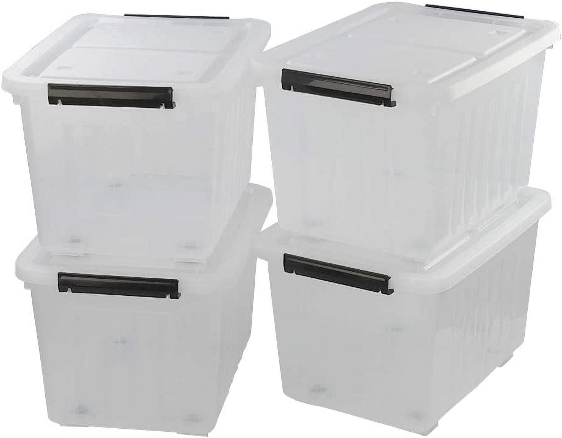 30 L Clear Large Storage Box, 4-Pack Plastic Storage Bins with Lids and ...