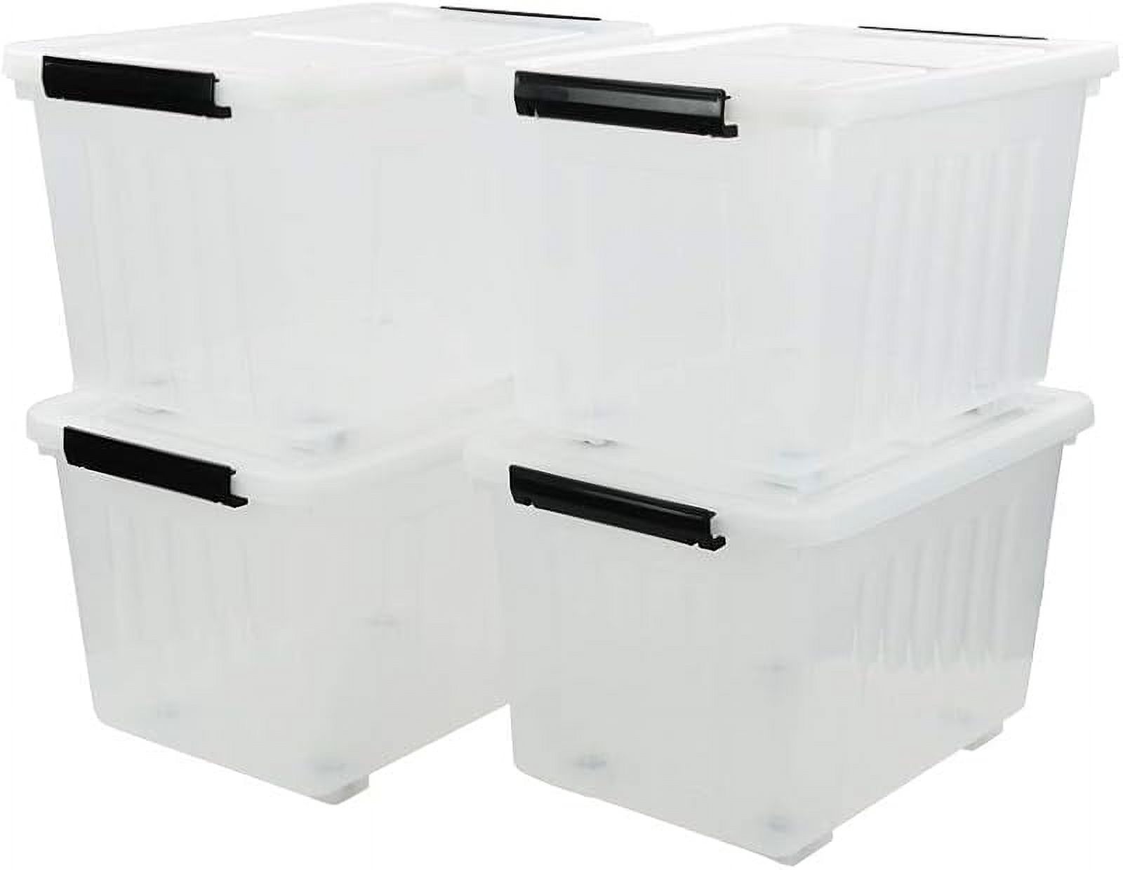 30 L Clear Plastic Storage Box with Wheels, 4-Pack Clear Plastic ...