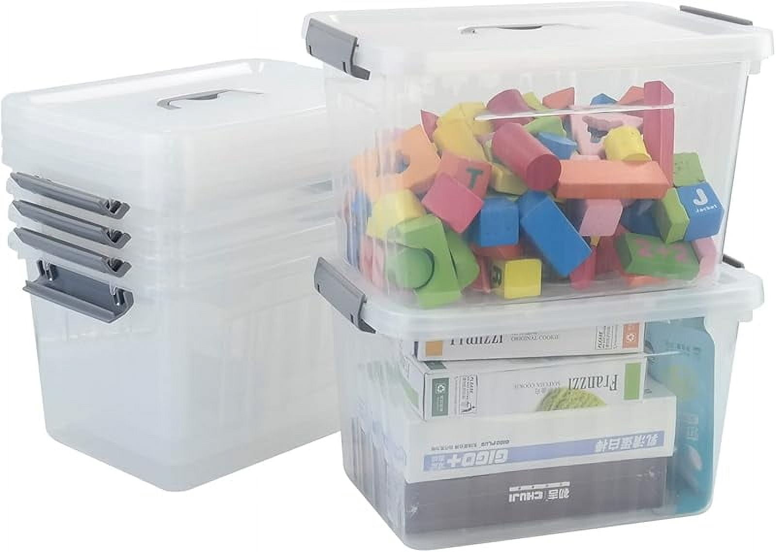 30 L Clear Plastic Storage Box with Wheels, 4-Pack Clear Plastic ...