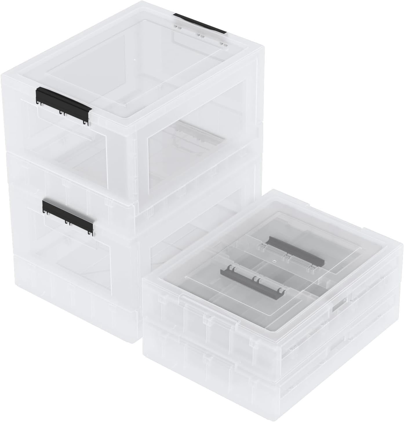 30 L Collapsible Storage Bins with Lids, Stackable Storage Box ...