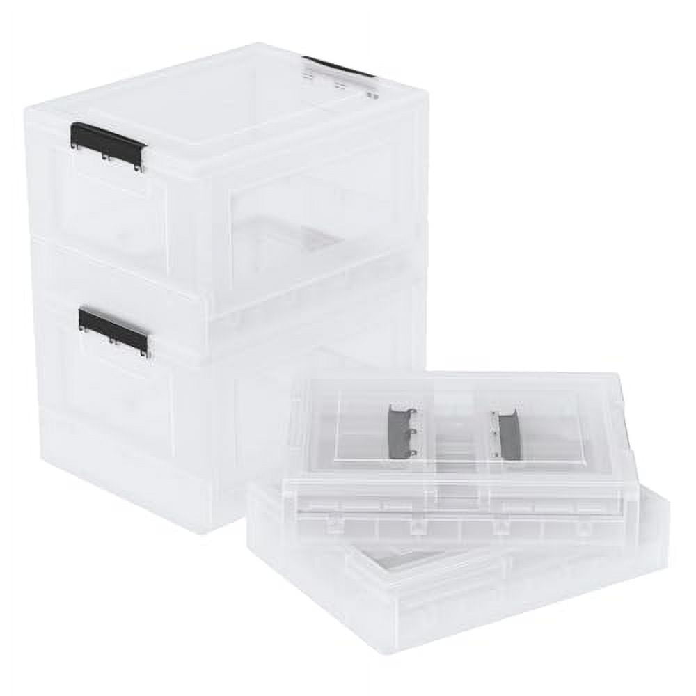 30 L Plastic Foldable Storage Box, 4-Pack Clear Storage Box with Lid ...