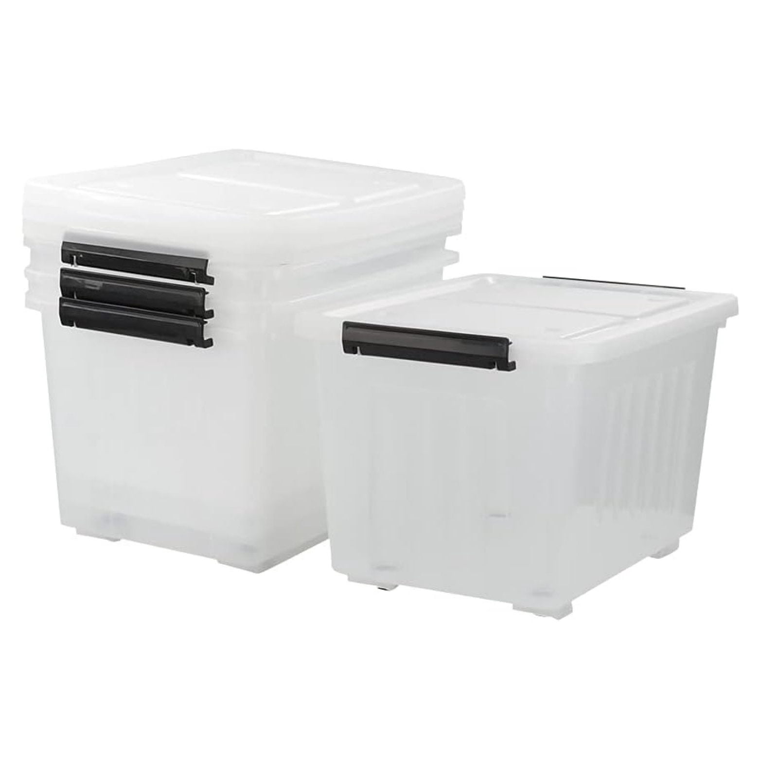 30 L Plastic Storage Box with Lid, 4-Pack Wheeled Clear Plastic Boxes ...