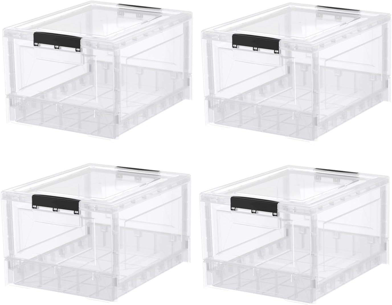 30 L Stackable Folding Storage Bins, Collapsible Plastic Storage Cube ...