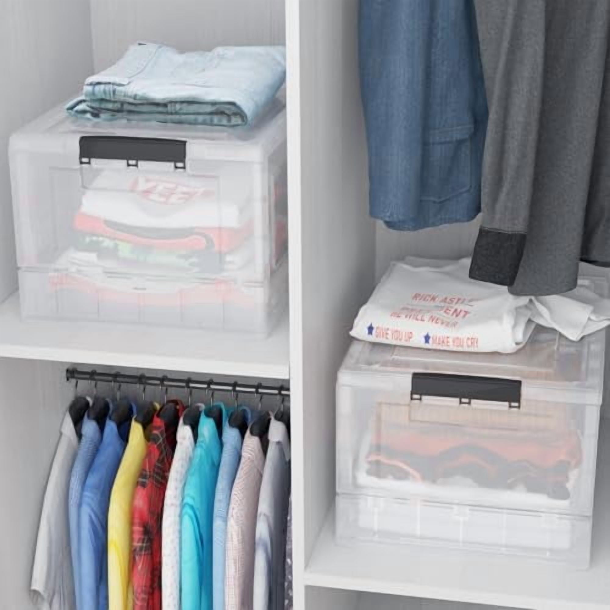 30 L Stackable Folding Storage Bins, Collapsible Plastic Storage Cube ...