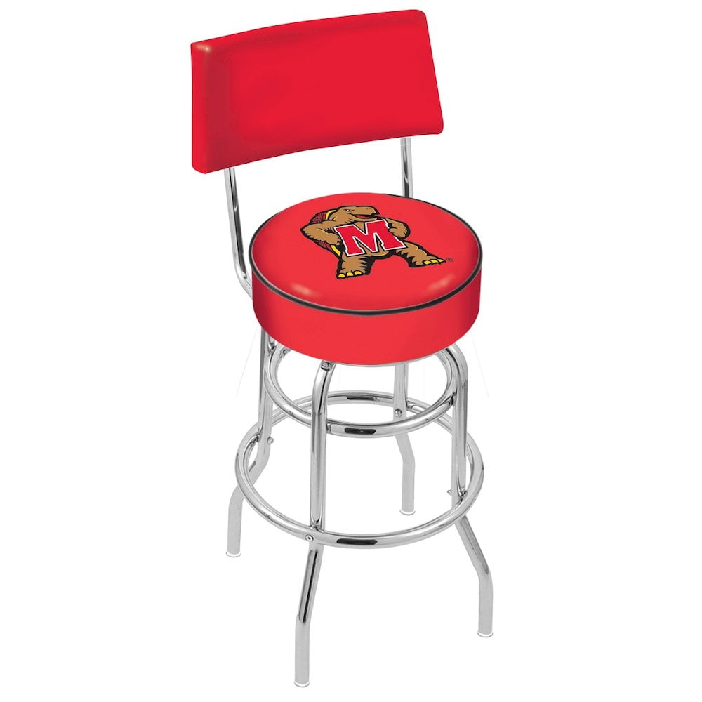 30" L7C4 - Chrome Double Ring Maryland Swivel Bar Stool with a Back by ...