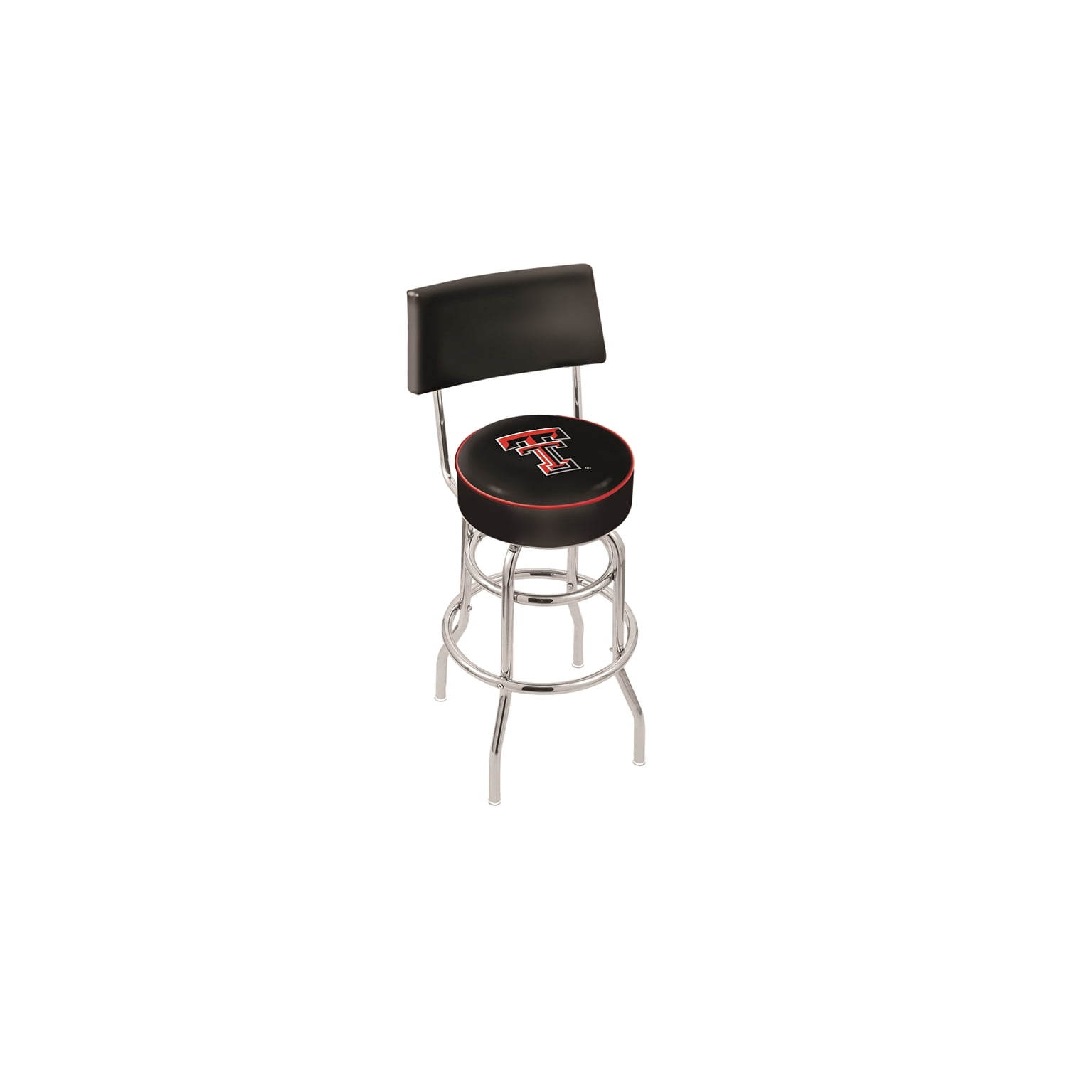 30" L7C4 - Chrome Double Ring Texas Tech Swivel Bar Stool with a Back ...