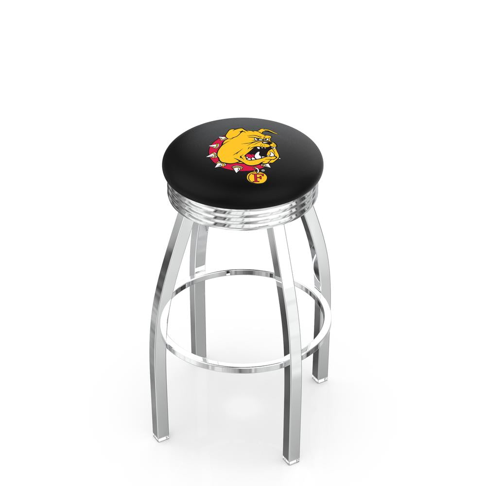 30" L8C3C - Chrome Ferris State Swivel Bar Stool with 2.5" Ribbed ...