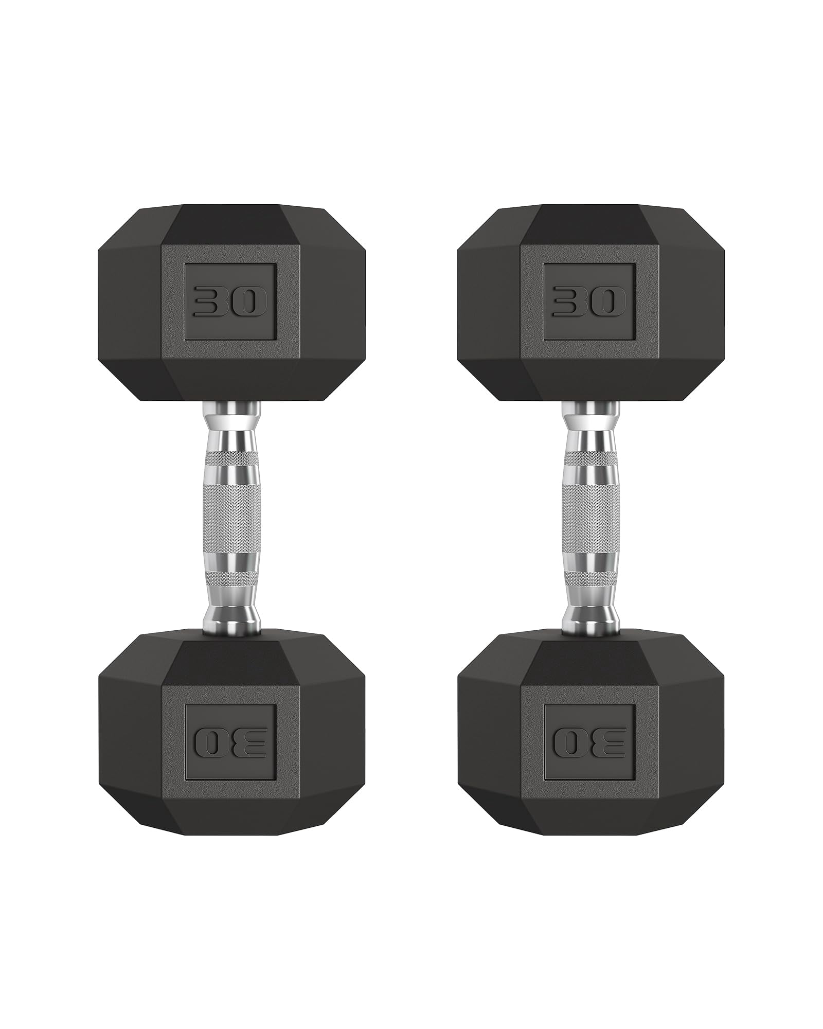 30 LB Hex Dumbbell Set of 2, Hand Weights Dumbbells Pair with Cast Iron ...