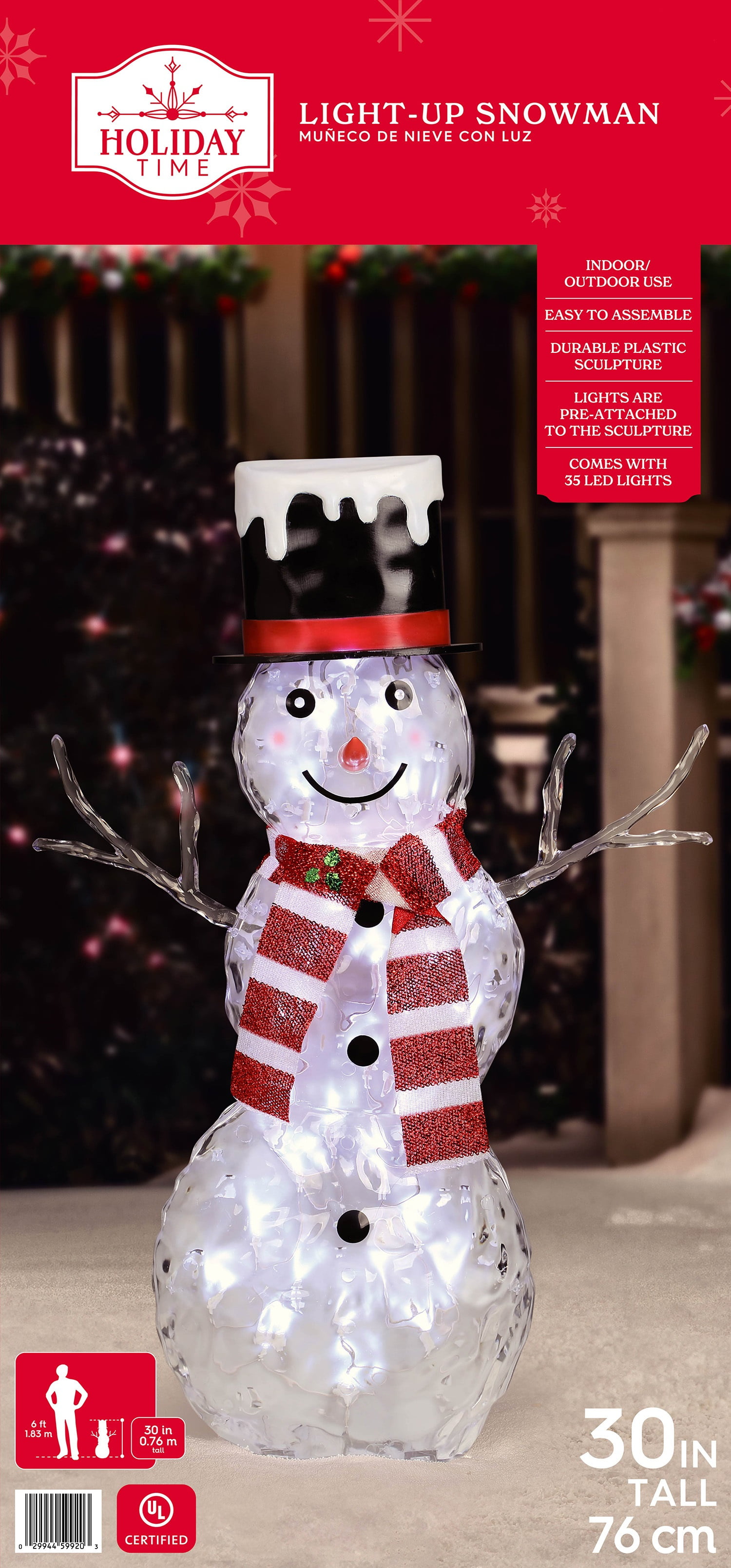 30" LED Light Up Icy Snowman Sculpture, by Holiday Time - Walmart.com