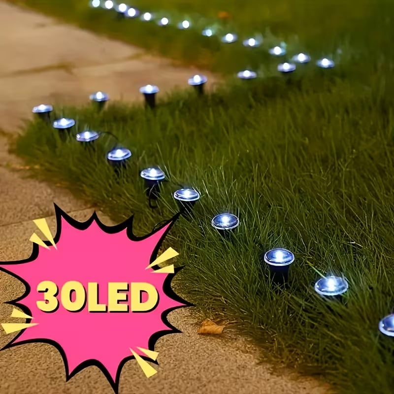 30 LED Solar Outdoor Lights - Waterproof Garden Pathway Stake Lights ...
