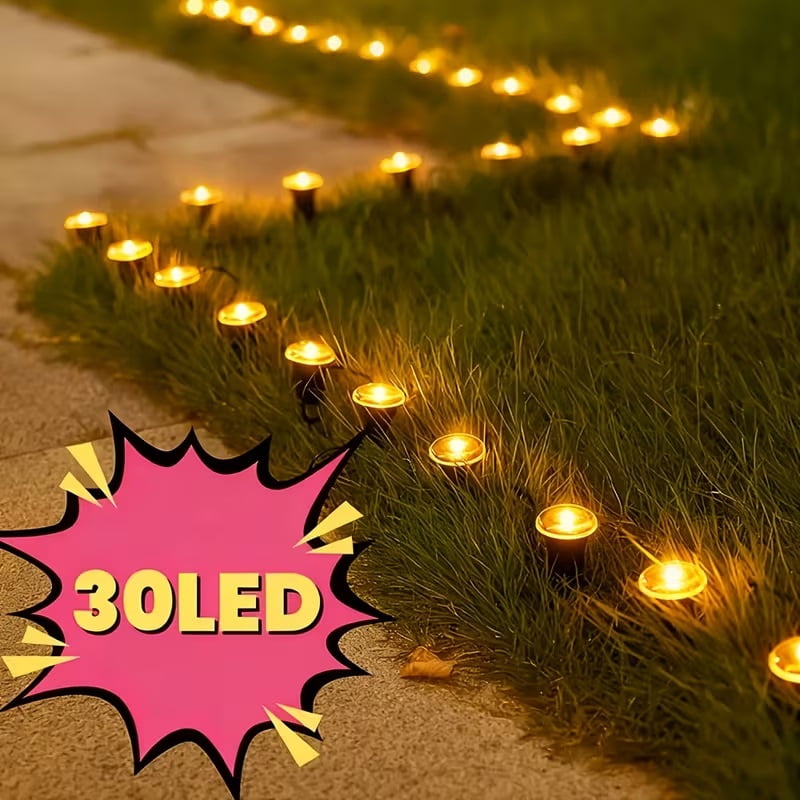 30 LED Solar Outdoor Lights - Waterproof Garden Pathway Stake Lights ...